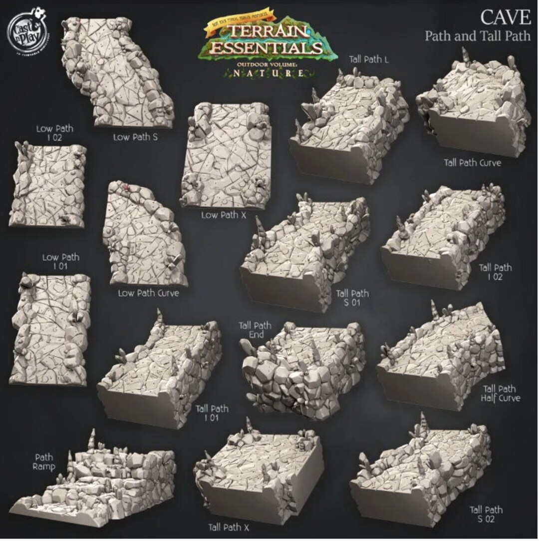 Terrain Essentials Cave Terrain Pathways / Tall Paths 28-32MM 3D ...