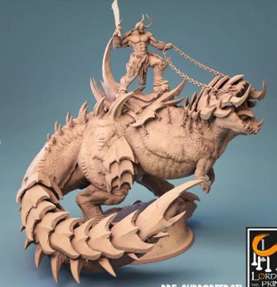 Lizard Beast War Huge Beast Miniature Lord of the Print DND RPG Fantasy ...
