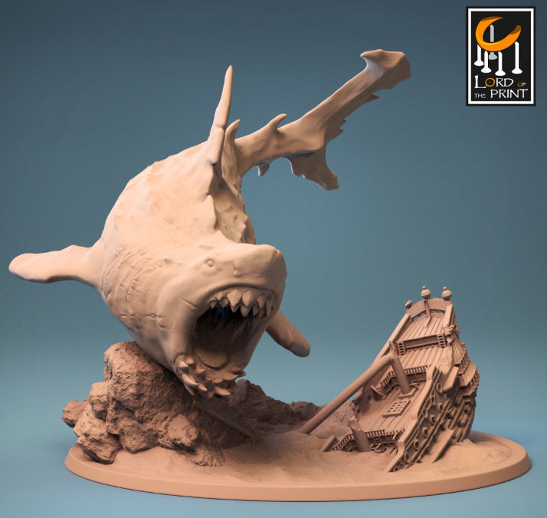 Megalodon Huge Sea Beast Miniature Shark Rescale Miniatures DND RPG ...