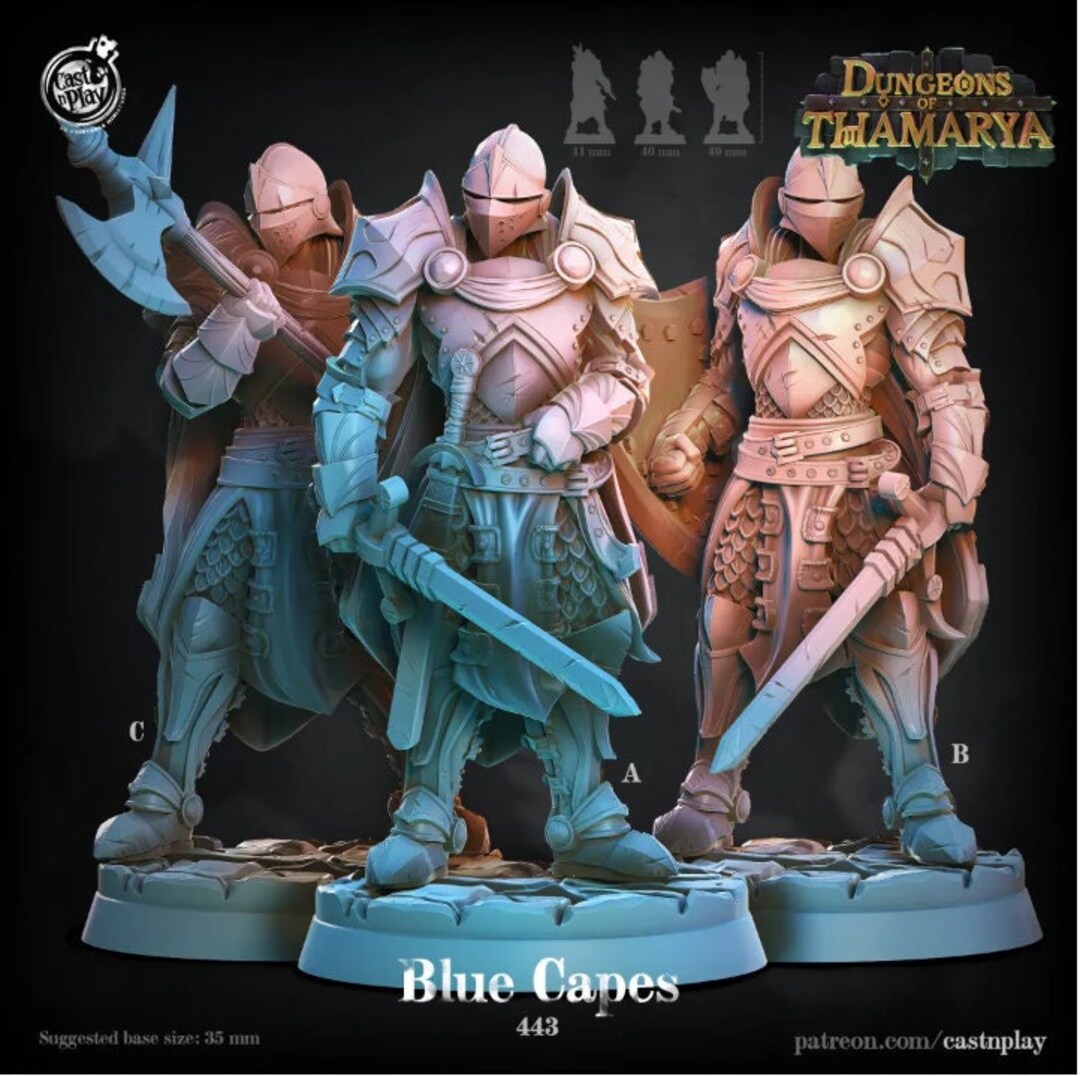 Armored Knights blue Capes Castnplay Dnd Miniature Fantasy RPG ...