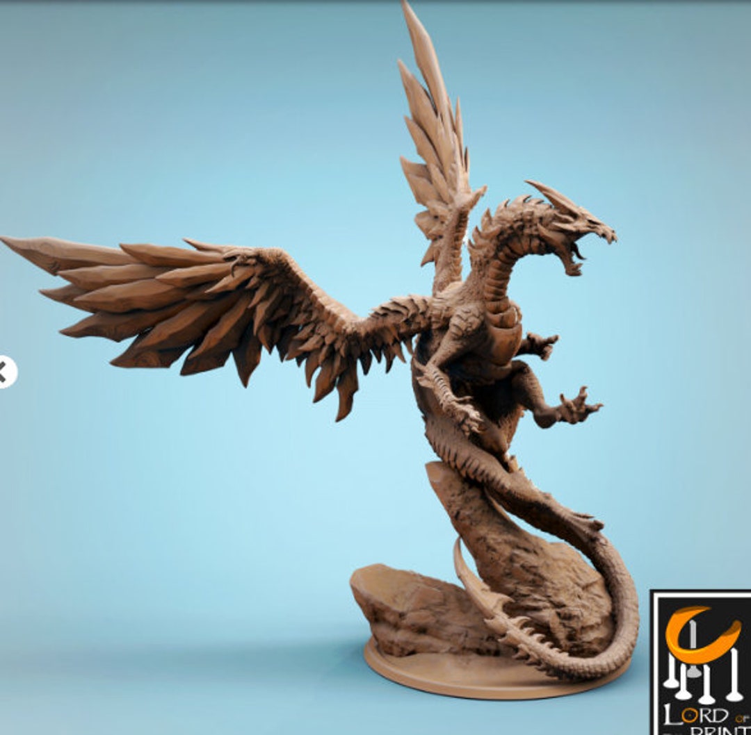Adult Steel Dragon Dragon Miniature Lord of the Print DND RPG Fantasy ...