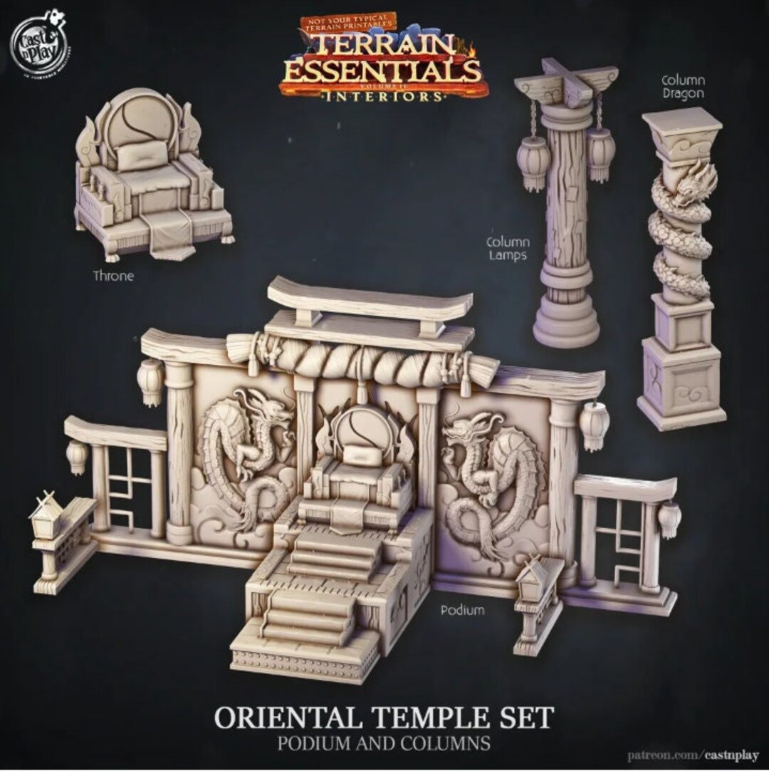 Oriental Temple Set Terrain Essentials 3D Scenery Dnd Terrain Fantasy ...