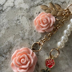 Pink Rose Keyring | Flower Keychain | Rose Bag Charm | Flower Lover ...