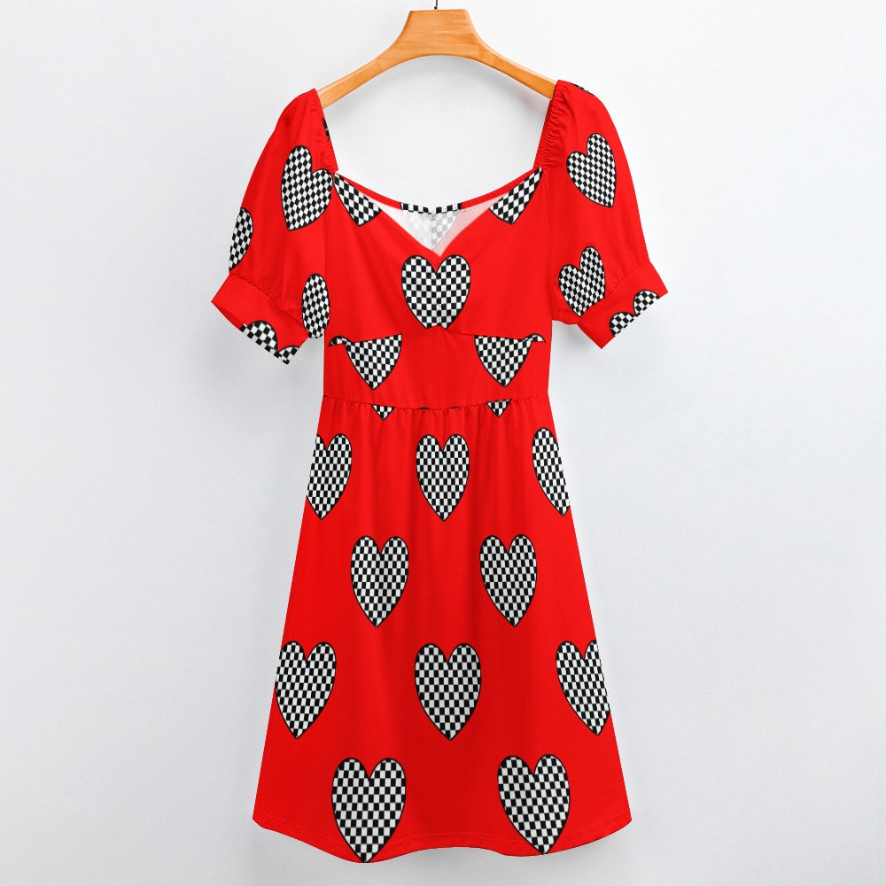 Checkerboard Heart Red Sweetheart Dress, Valentine's Day Date Night ...