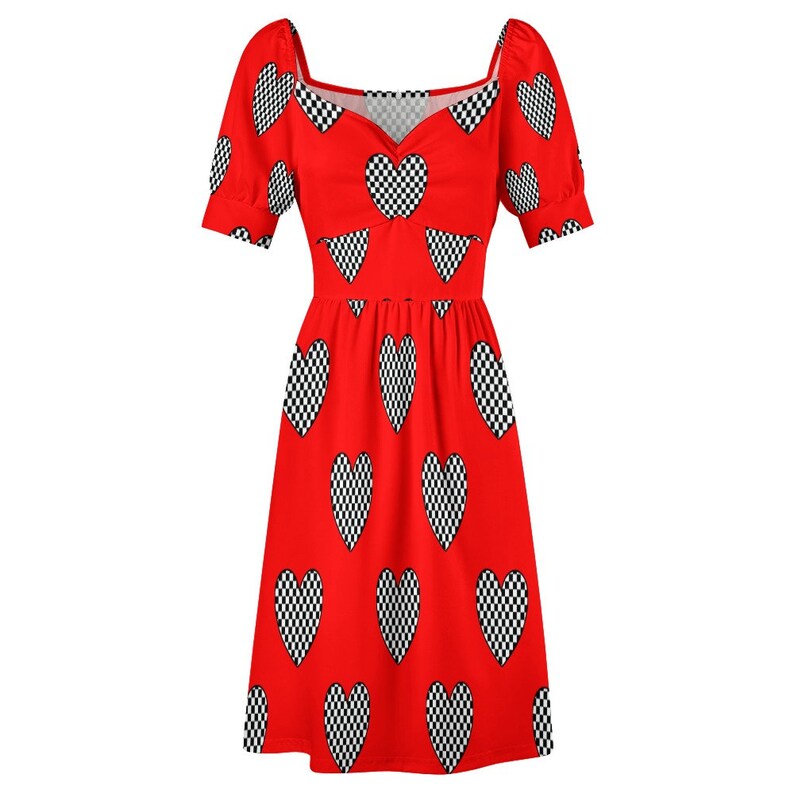 Checkerboard Heart Red Sweetheart Dress, Valentine's Day Date Night ...