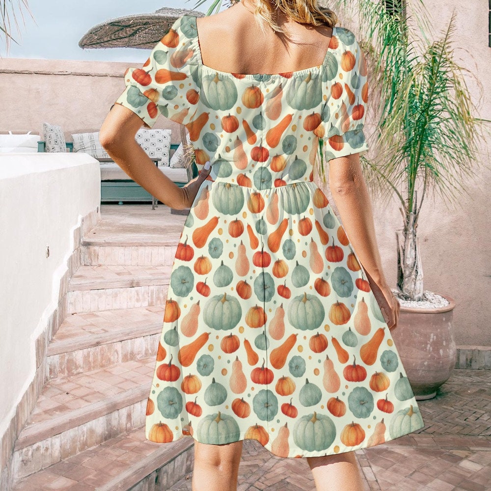 Retro Fall Pumpkin Sweetheart Dress for Adults, All-over-print Pumpkin ...