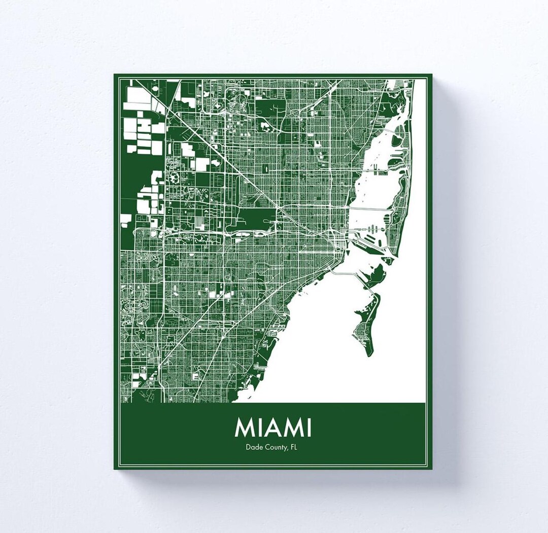 Modern Miami Minimalist Stylized Canvas or Poster Print. Multiple ...