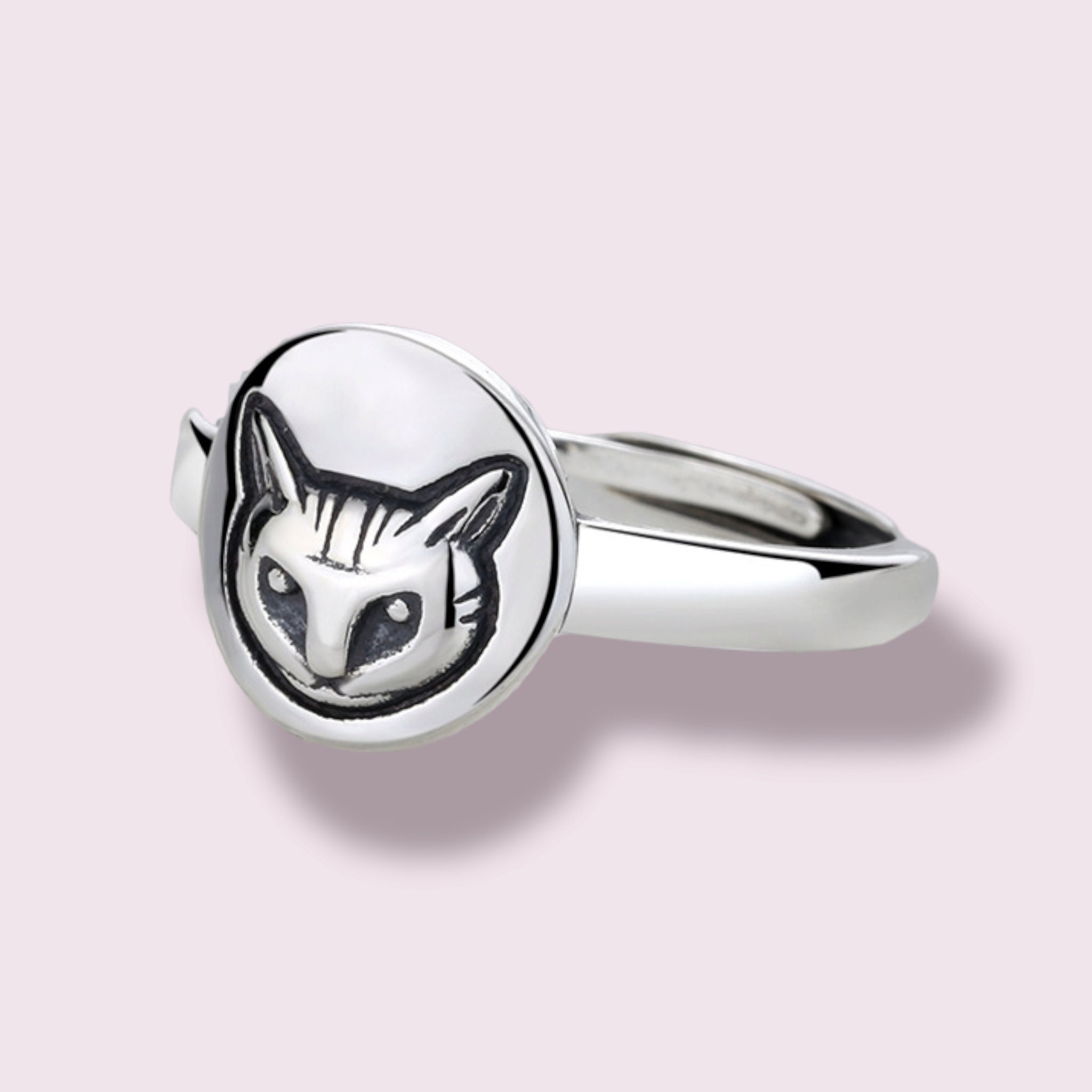 Cat Ring Unique Silver Cat Head Ring, Wild Cat Adjustable Sizing Lynx ...