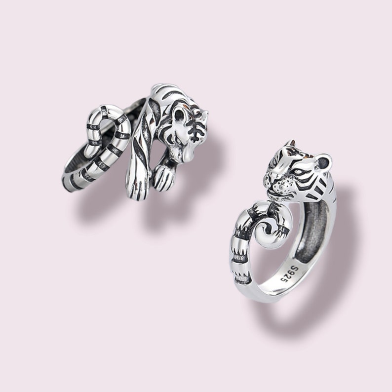 Vintage Tiger Ring With Real 925 Sterling Silver Ring. Lion Lovers ...