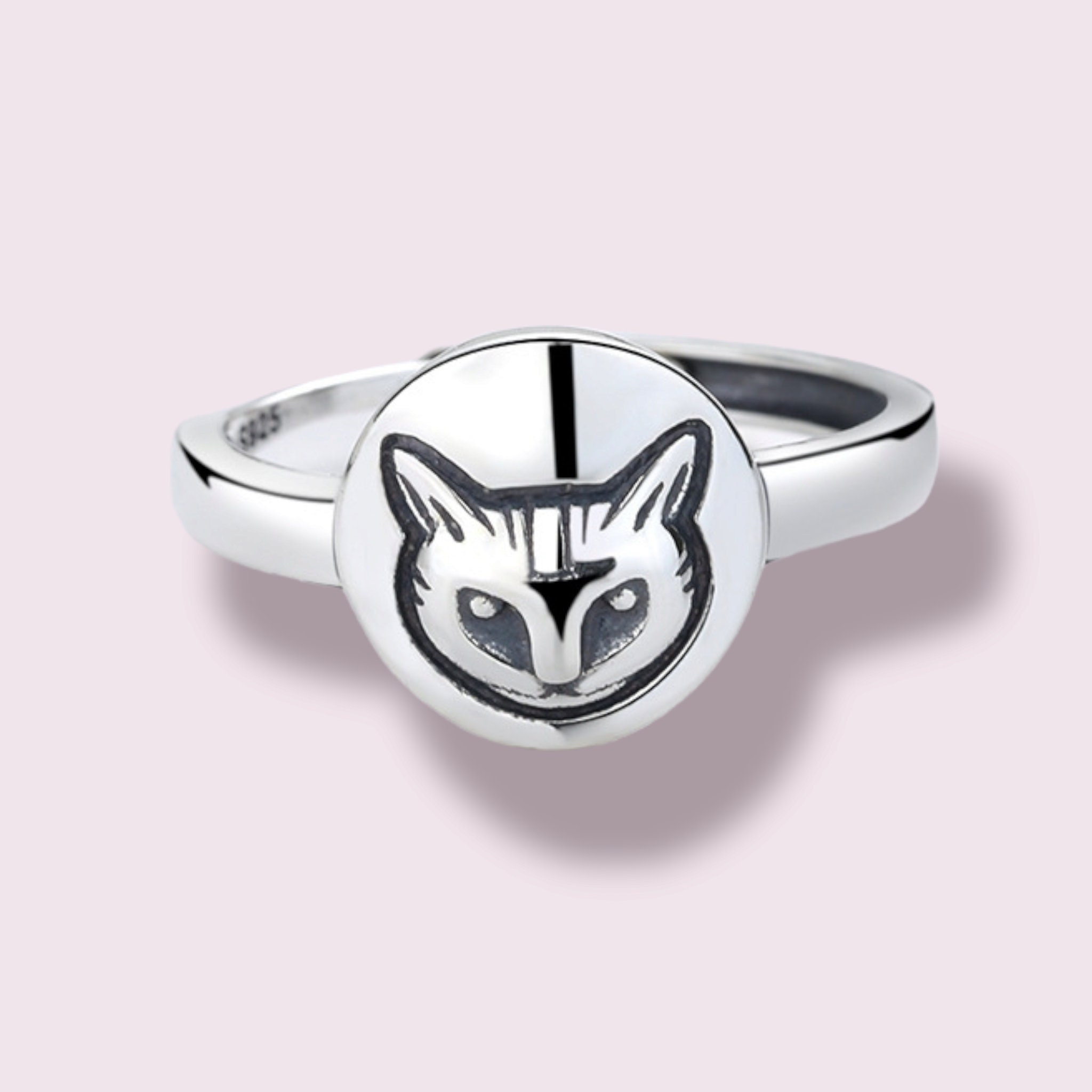 Cat Ring Unique Silver Cat Head Ring, Wild Cat Adjustable Sizing Lynx ...