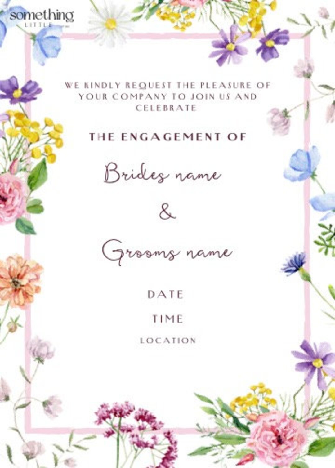 Floral Engagement or Wedding Invitations PDF DOWNLOAD ONLY - Etsy