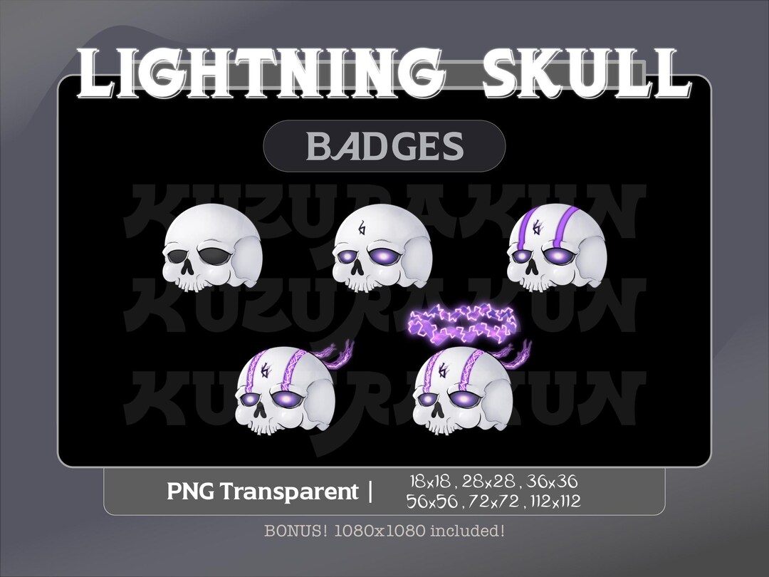 Lightning Skull Twitch Sub Bit Badges | Icons for Stream - Etsy