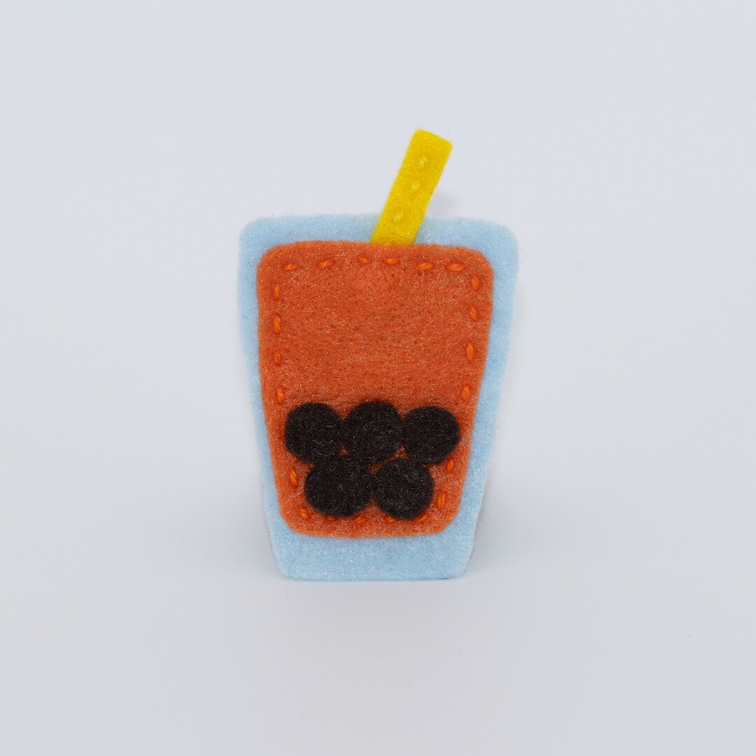 Felt Thai Tea Boba Pin - Etsy