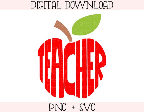 Teacher Apple SVG PNG Sublimation Design Cute Shirt | Etsy