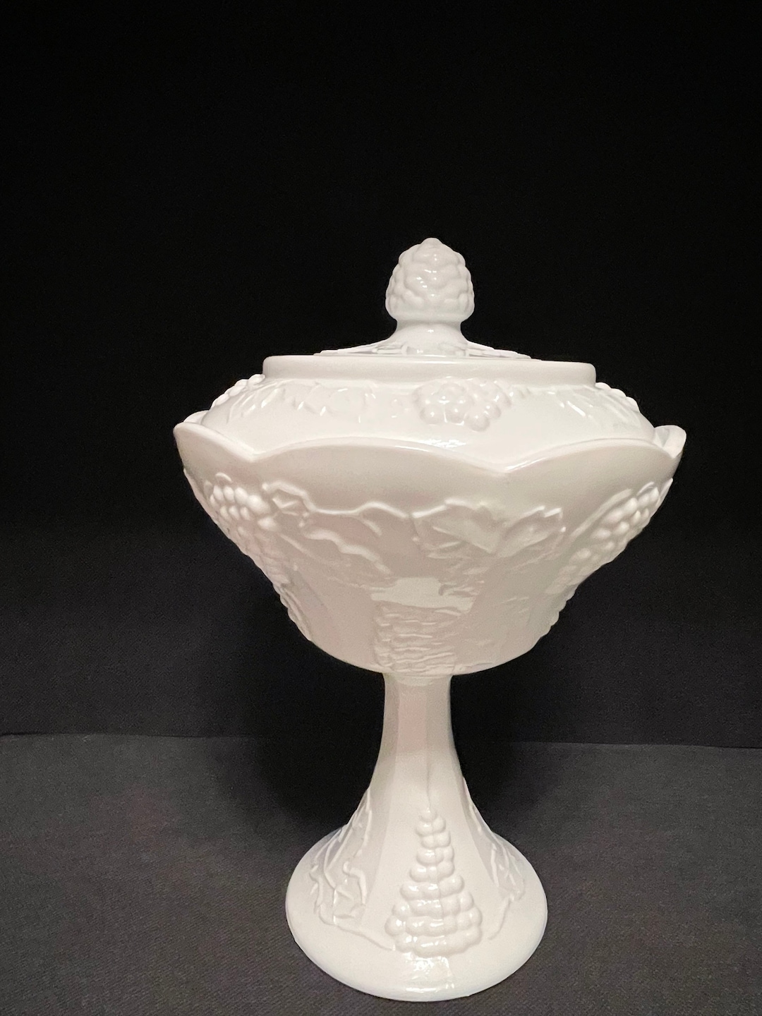 Milk Glass Compote With Lid - Etsy