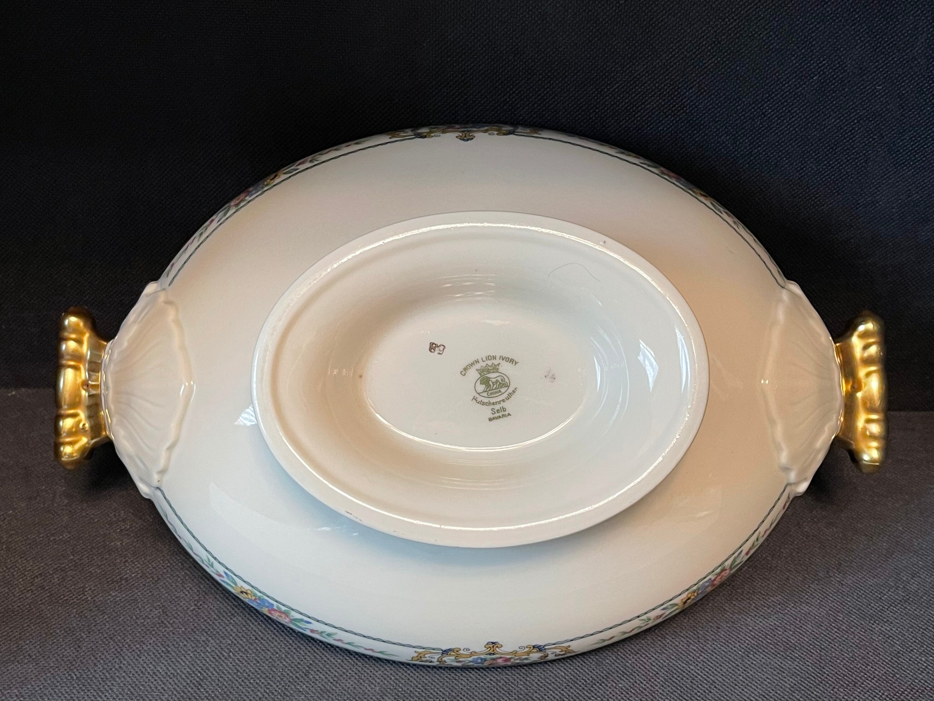 Crown Lion Ivory China Serving Bowl - Etsy