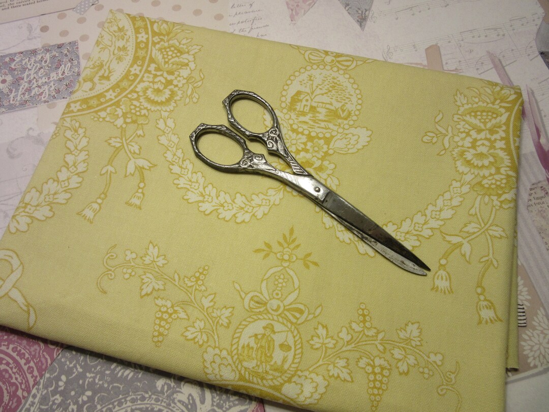 Vintage Style French Inspired Soft Yellow Fabric Remnant With - Etsy