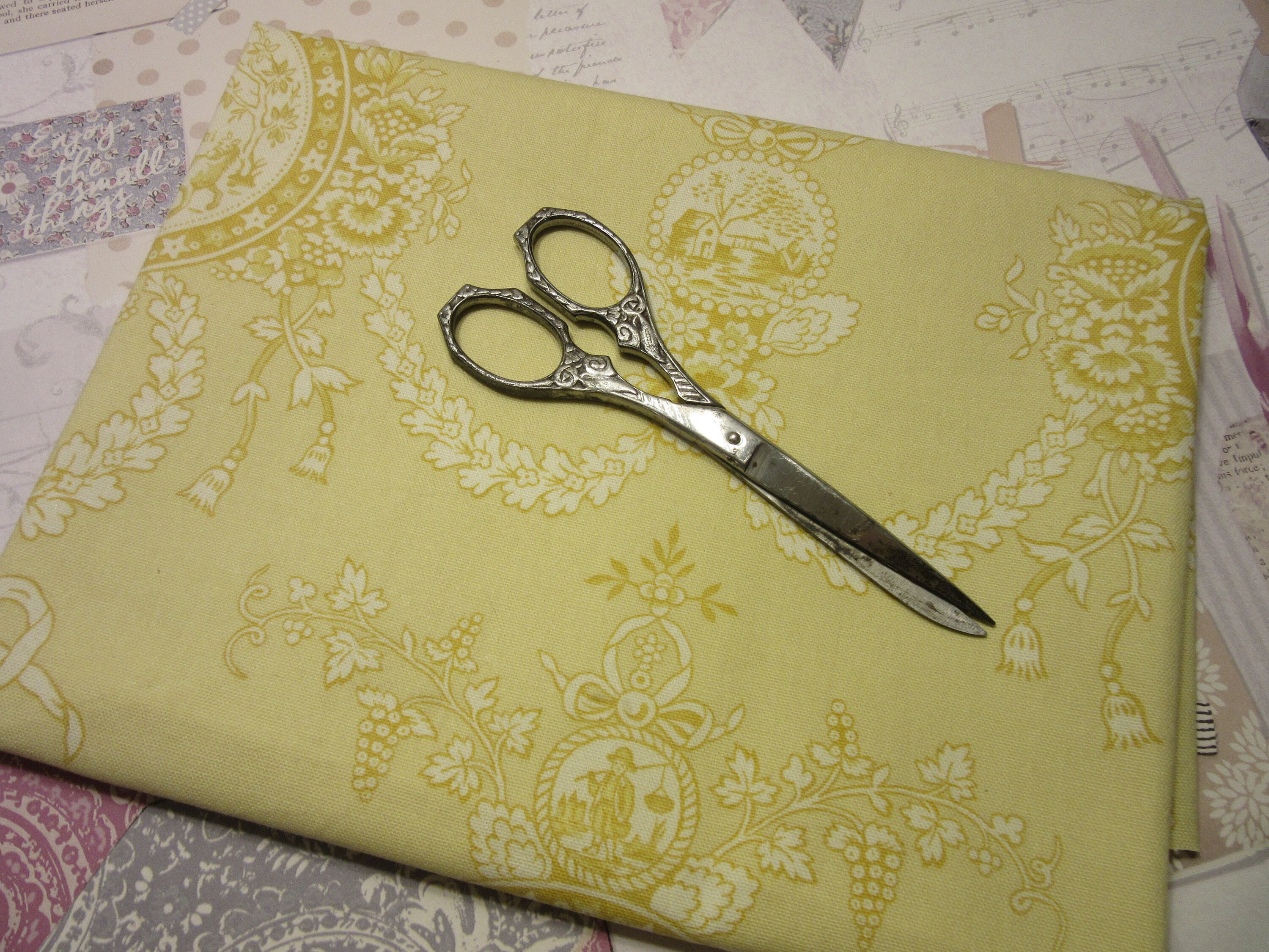 Vintage Style French Inspired Soft Yellow Fabric Remnant With - Etsy
