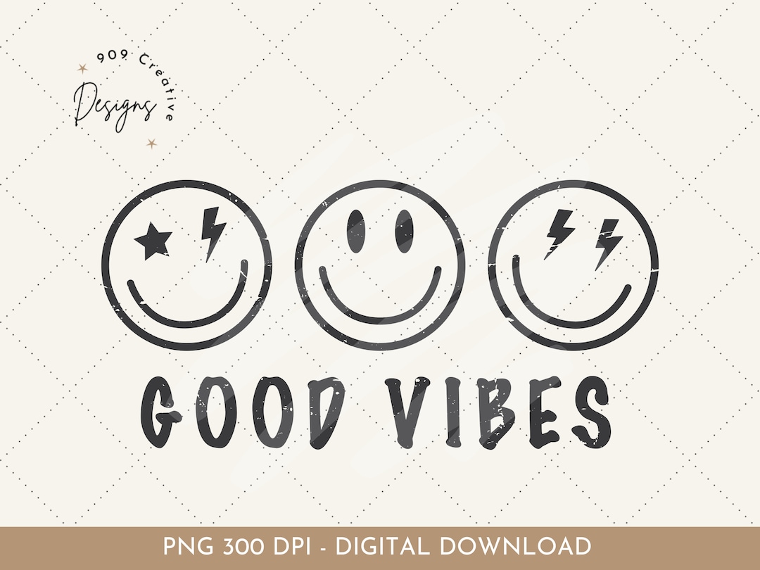 Retro Good Vibes Smiley Face Png, Trendy Happy Face Png, Emoji Clipart ...