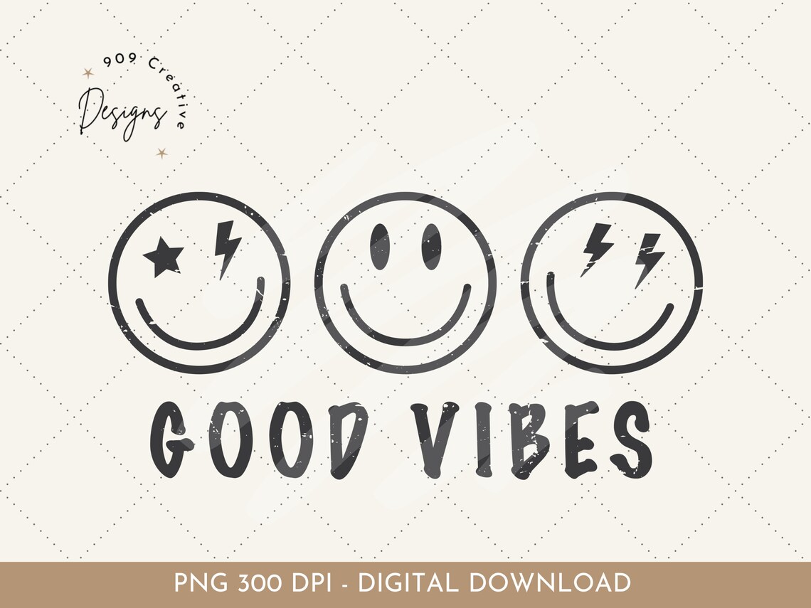 Retro Good Vibes Smiley Face Png, Trendy Happy Face Png, Emoji Clipart ...