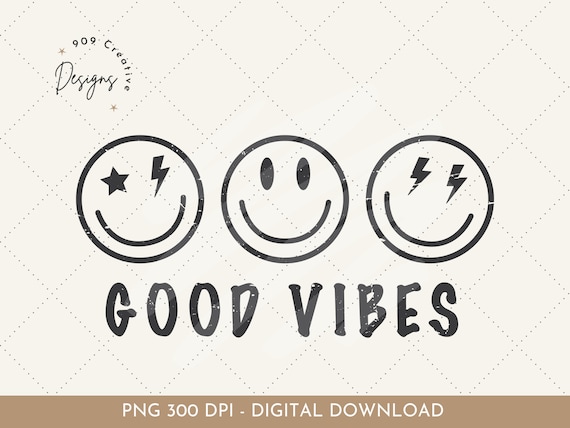 Retro Good Vibes Smiley Face Png Trendy Png Happy Face Png - Etsy