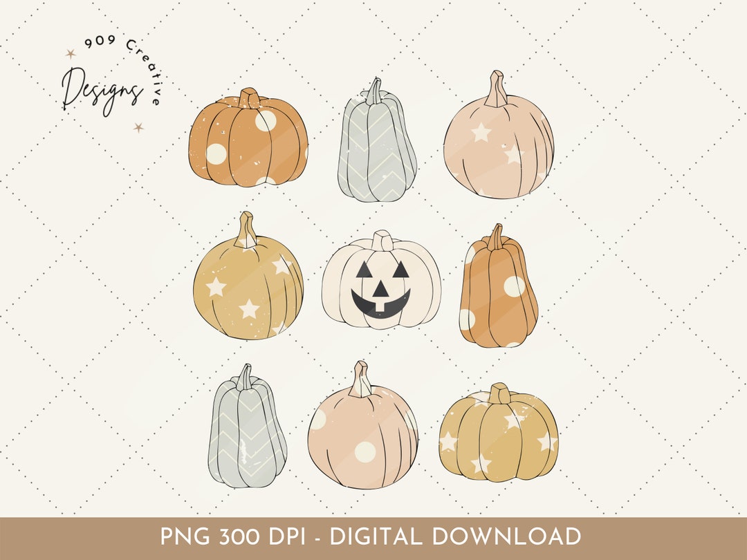 Boho Pumpkin Patch PNG, Halloween Clipart (digital Download) - Etsy