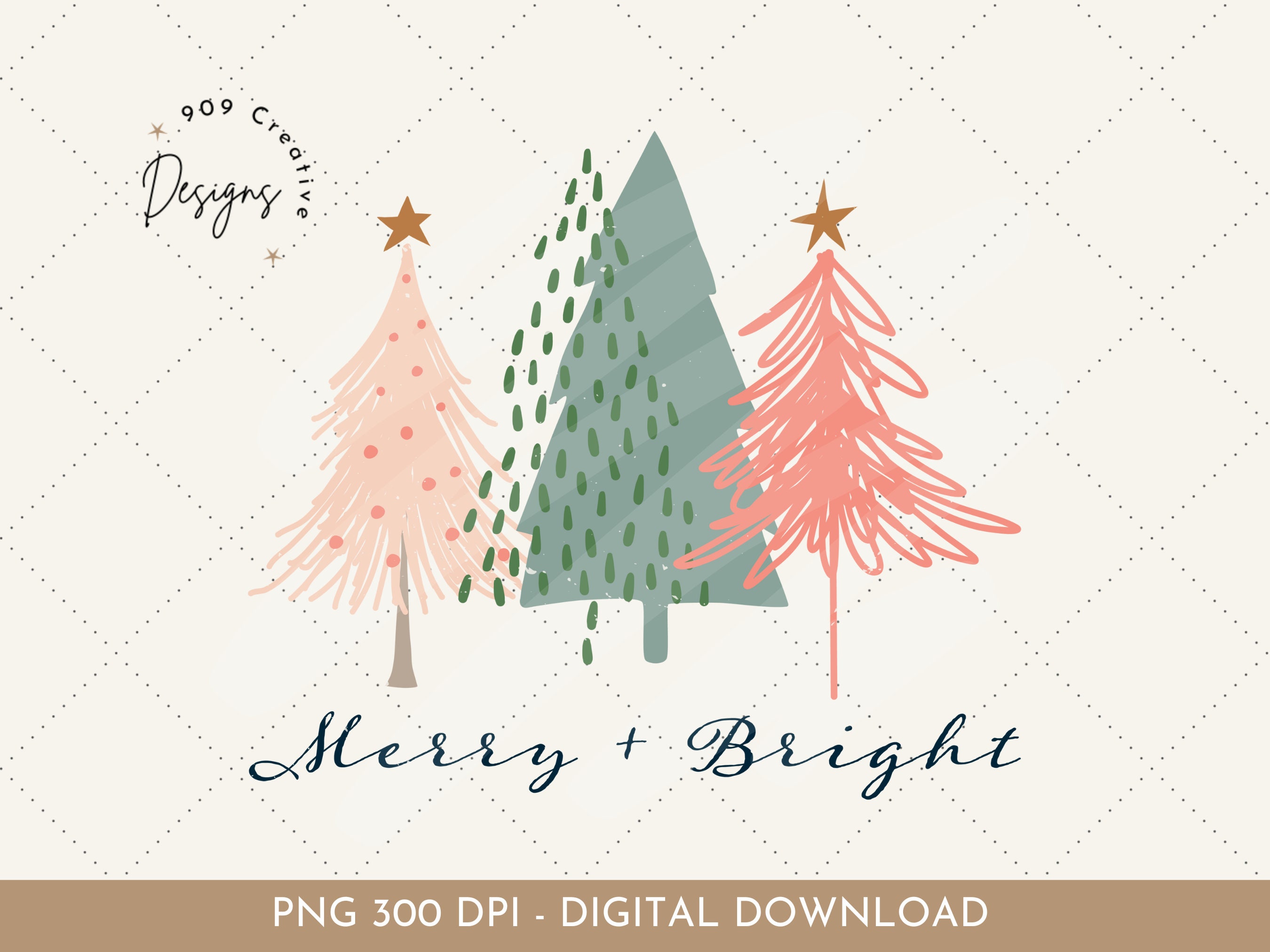 Boho Christmas Tree Png, Modern Christmas Tree Clipart, Merry and ...