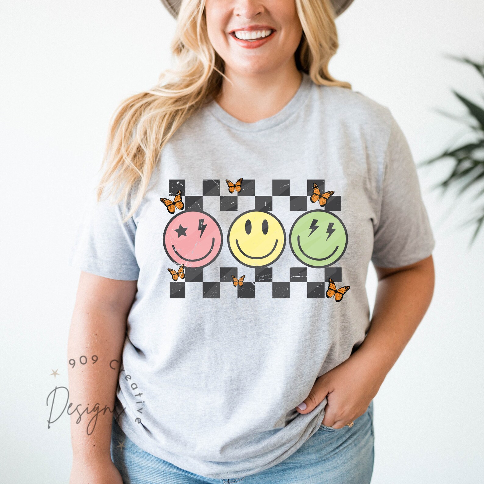 Retro Smiley Face Png, Checkered Smiley, Emoji Clipart, Happy Face Png ...