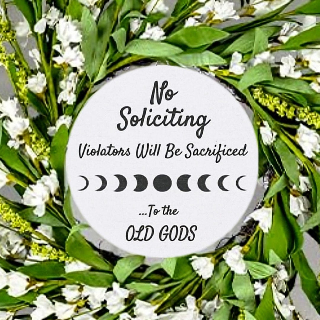 Sacrificial Solicitation Door Sign: Birch Wood No Soliciting Wiccan ...