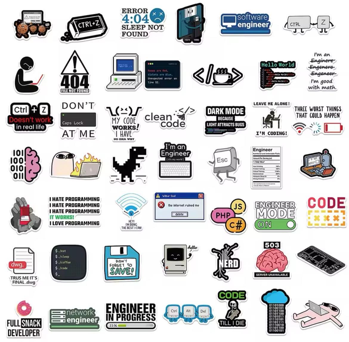 100pcs Funny Hacker, Programmer Stickers – Tech & Coding Vinyl Decals ...