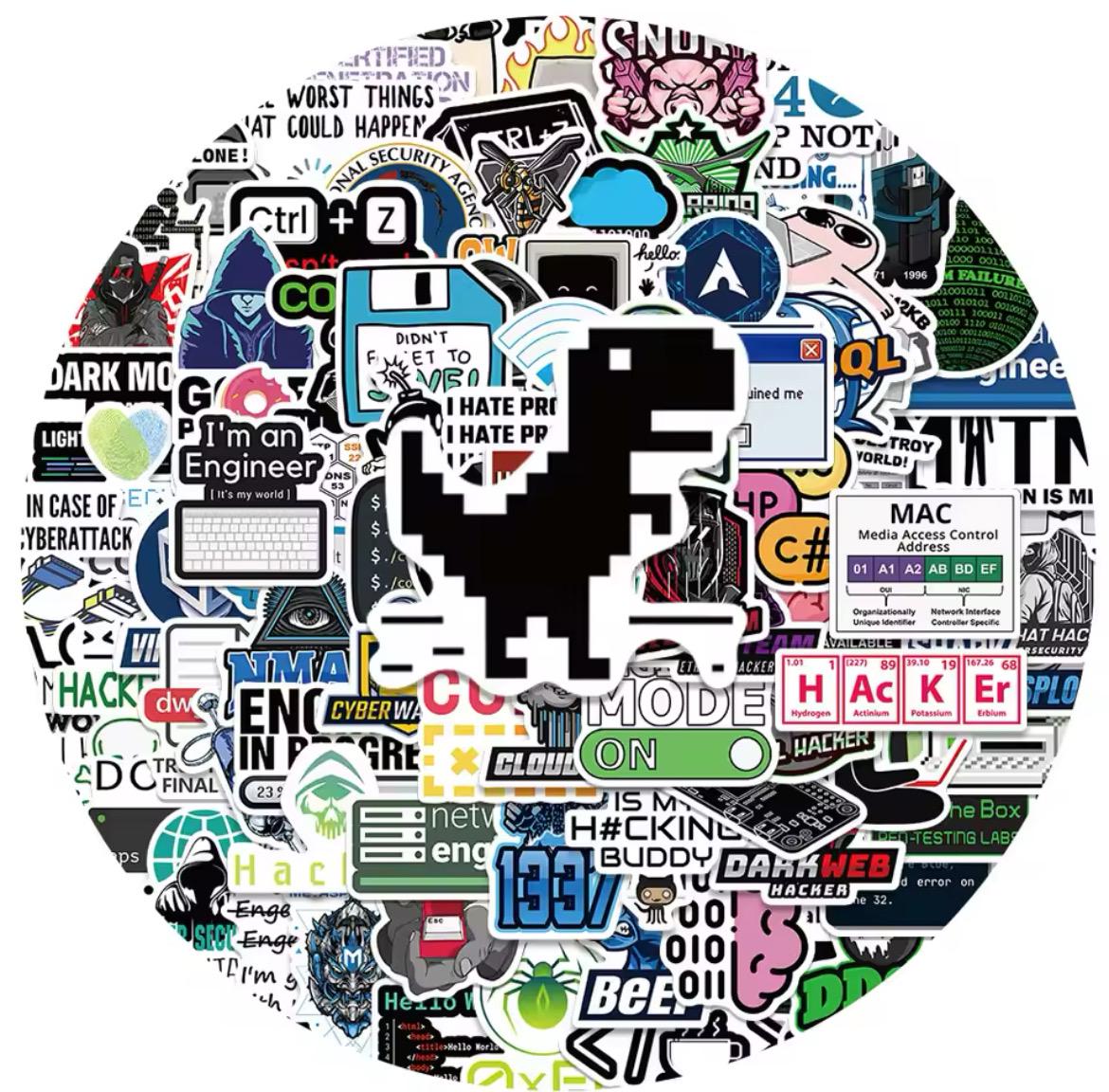 100pcs Funny Hacker, Programmer Stickers – Tech & Coding Vinyl Decals ...