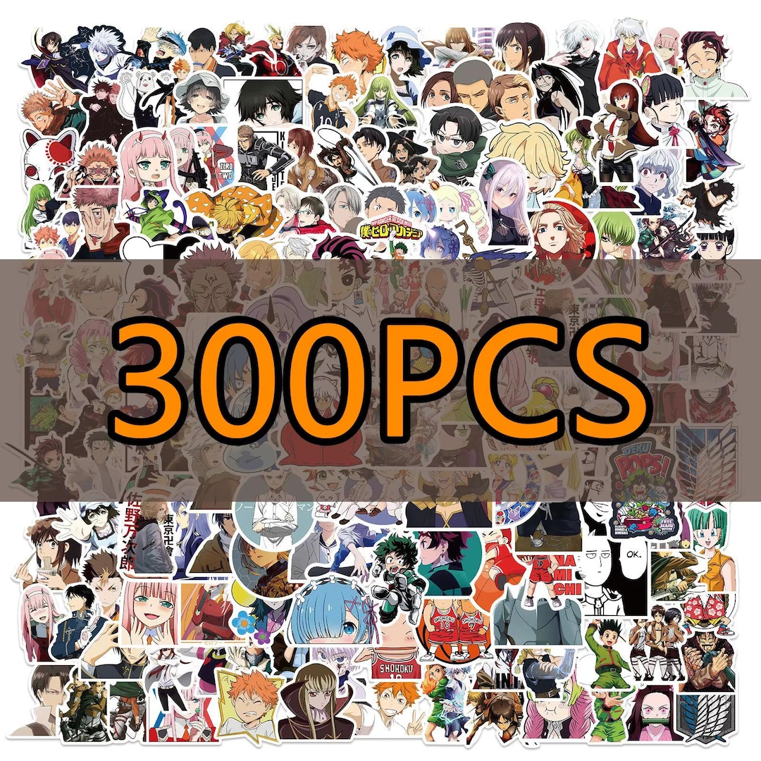 300pcs Mixed Anime Stickers – Waterproof Vinyl Decals for Laptop, Phone ...