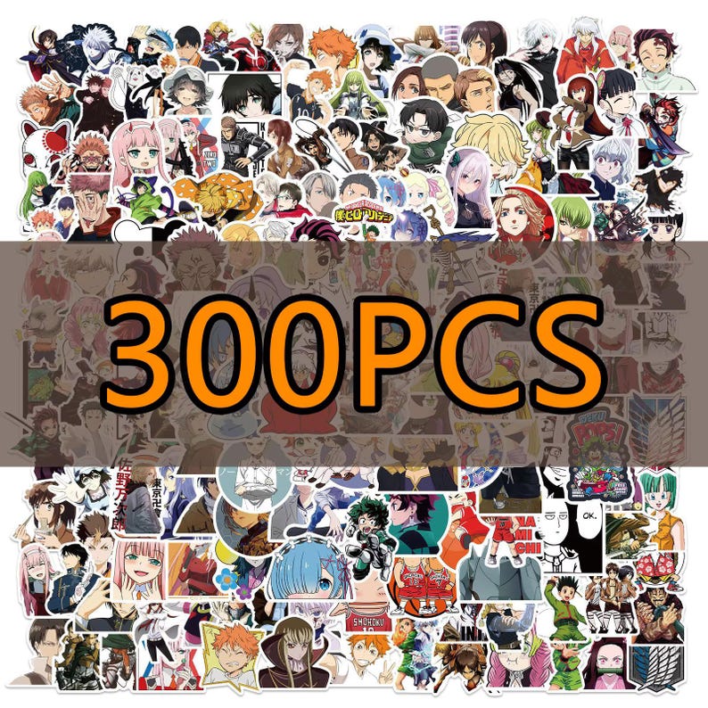 300pcs Anime Stickers Pack – Vinyl Decals | Kawaii Sticker Bomb for ...