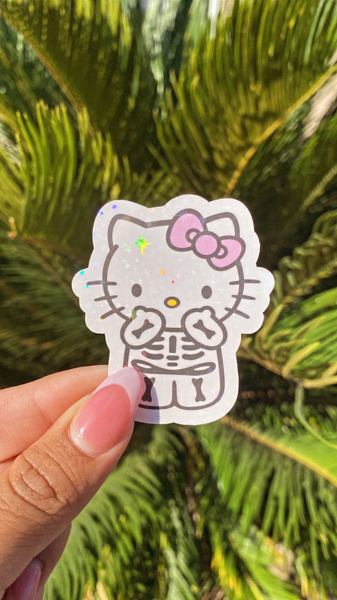 Halloween SANRIO Hello Kitty Skeleton Holographic Waterproof Sticker - Etsy