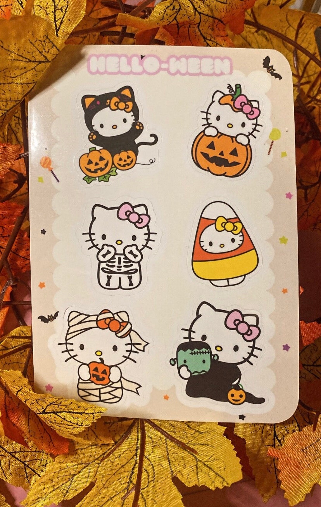 KAWAII Hello-ween Hello Kitty Sticker Sheet waterproof Glossy physical ...