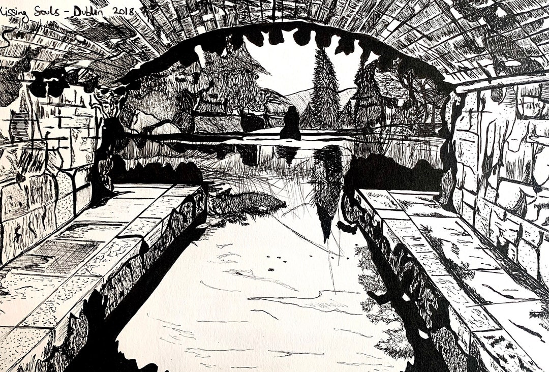 Line Drawing of Kissing Souls in Dublin - Etsy