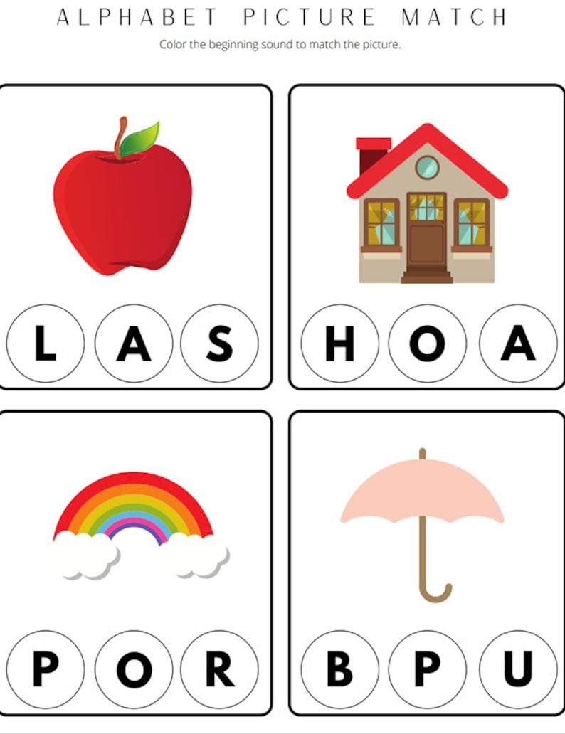 Alphabet Picture Match - Etsy
