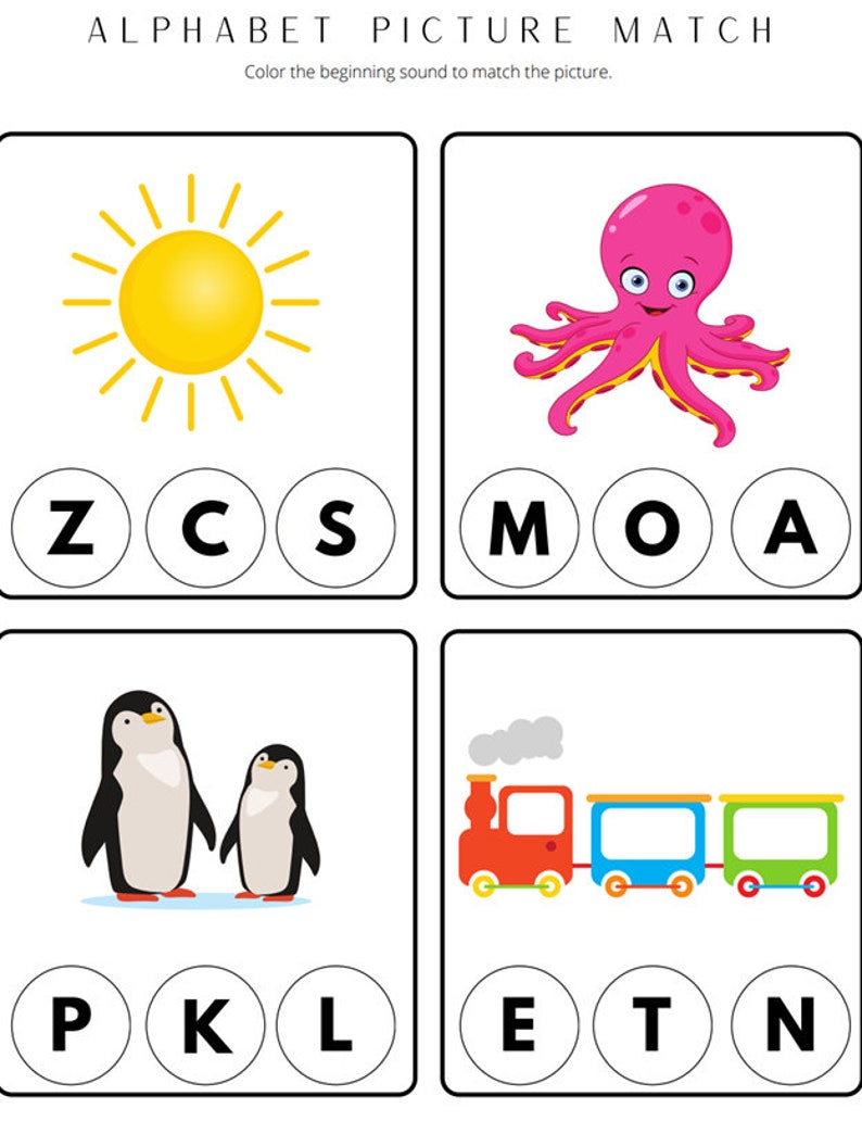 Alphabet Picture Match - Etsy