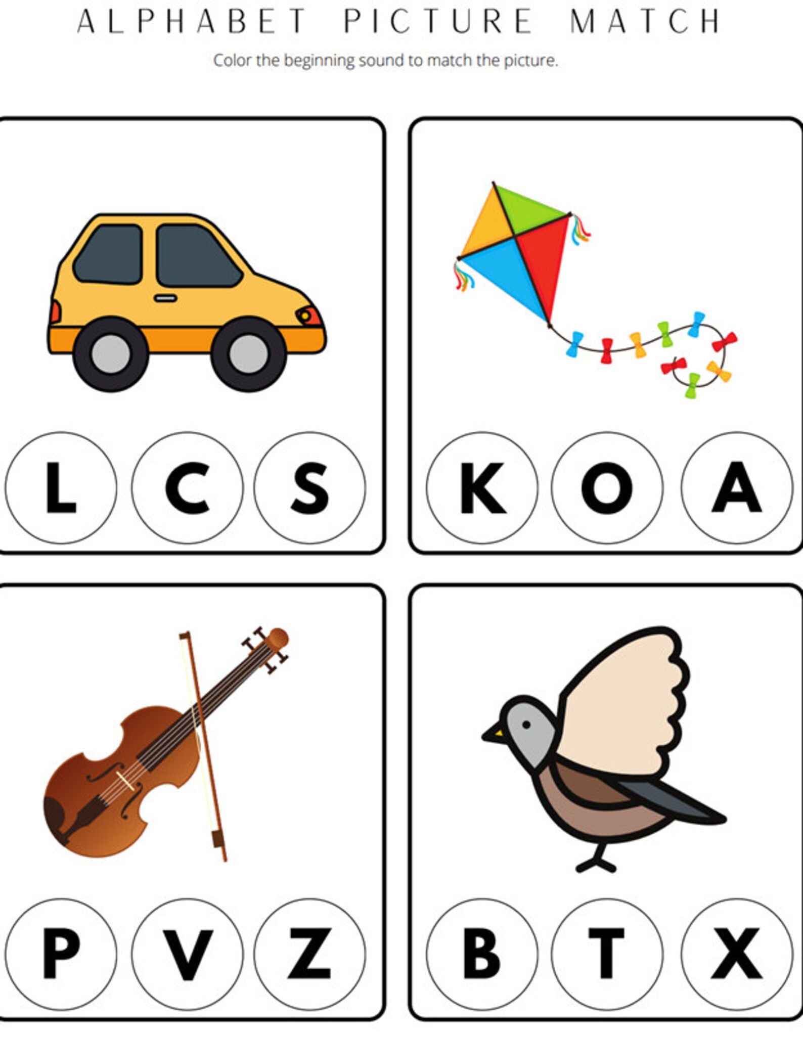 Alphabet Picture Match - Etsy