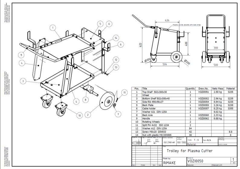 Trolley, Craft for Hand Plasma Cutter, Plands, DXF, Sheet Metal, Laser ...
