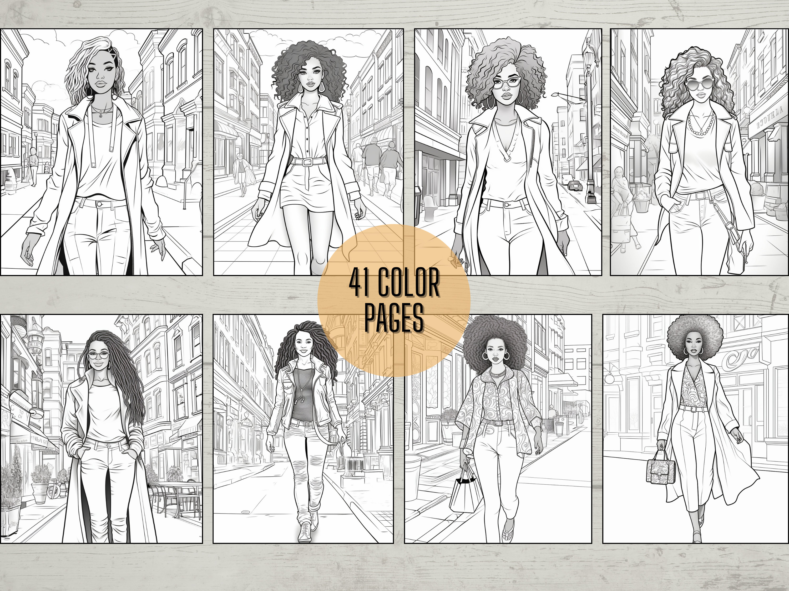 40 Portraits of Beautiful Black Girls Fantasy Coloring Book, Light ...