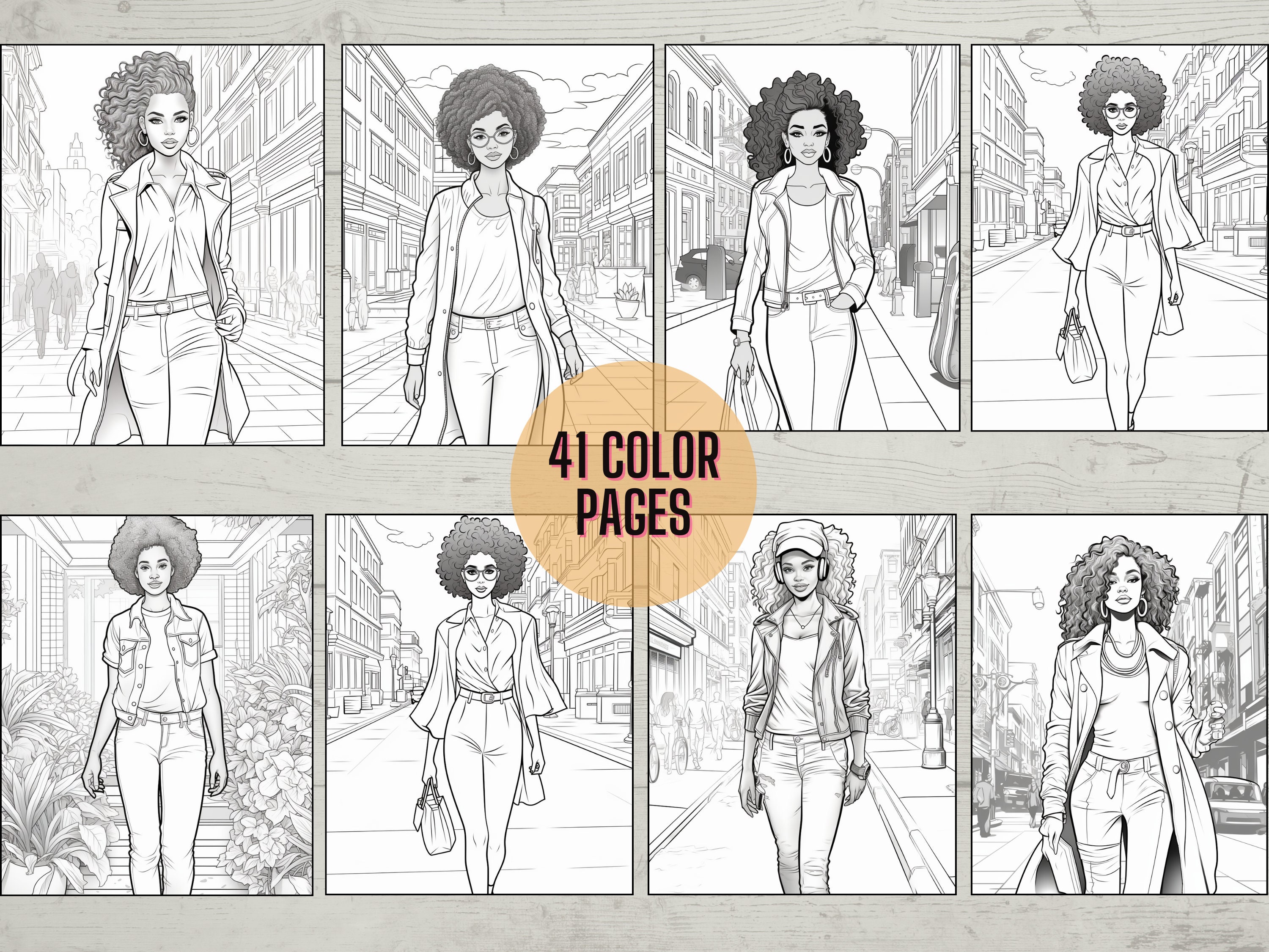 40 Portraits of Beautiful Black Girls Fantasy Coloring Book, Light ...