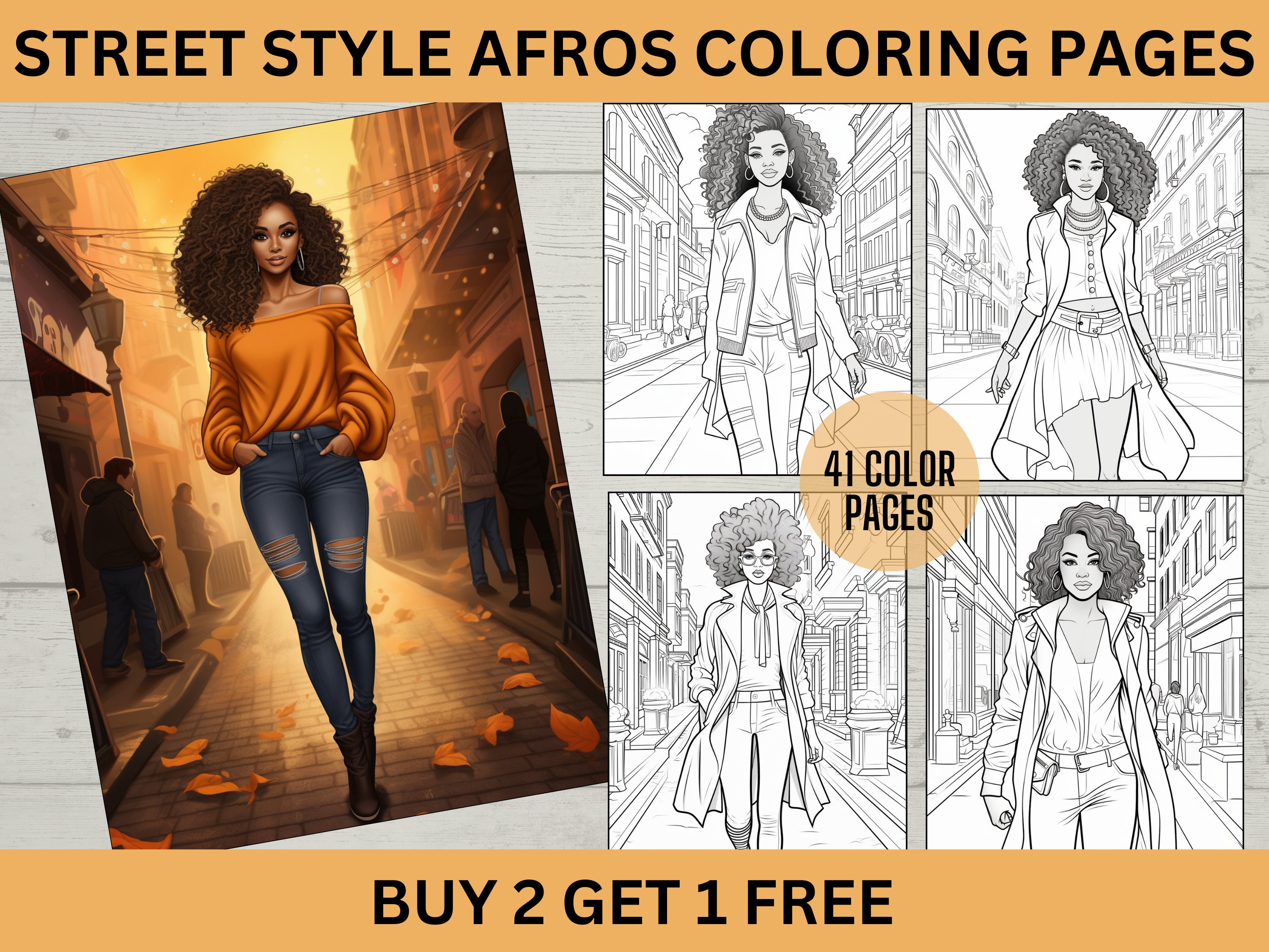 40 Portraits of Beautiful Black Girls Fantasy Coloring Book, Light ...