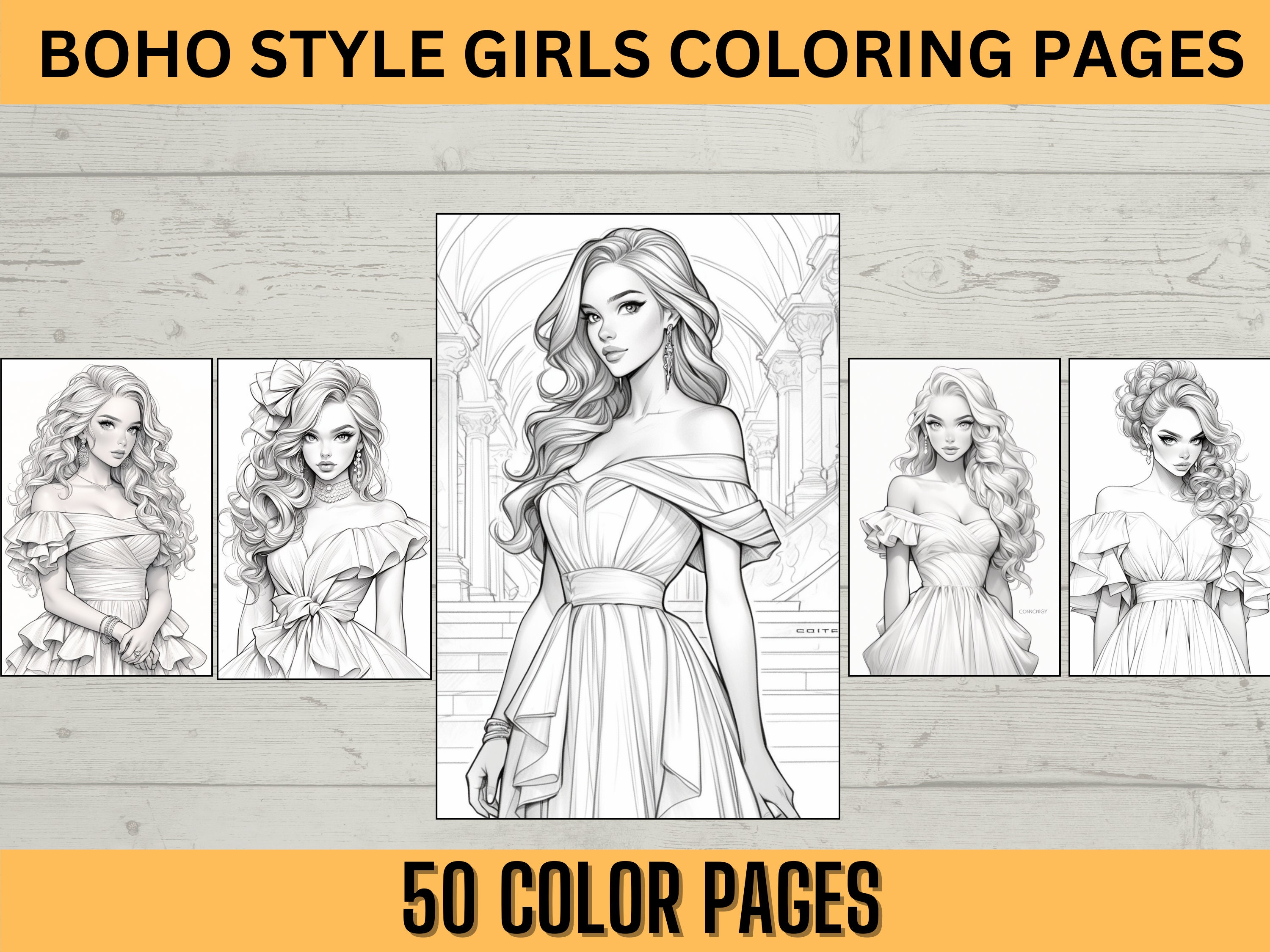 50 Boho Girl Coloring Pages for Adults, Beautiful Girl Coloring Page ...