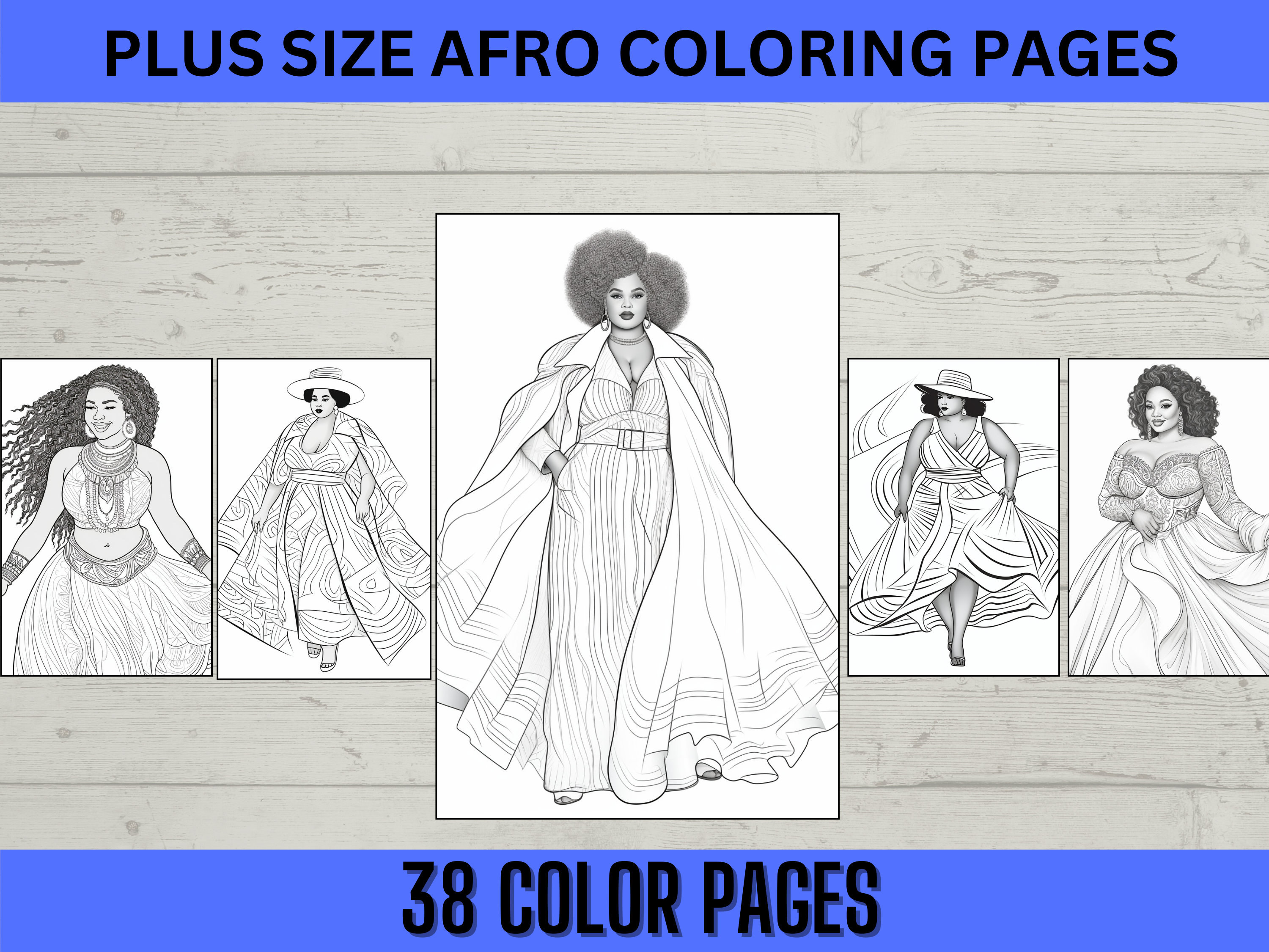 30 Plus Size Digital Coloring Book,fashion Coloring Page for Women,plus ...