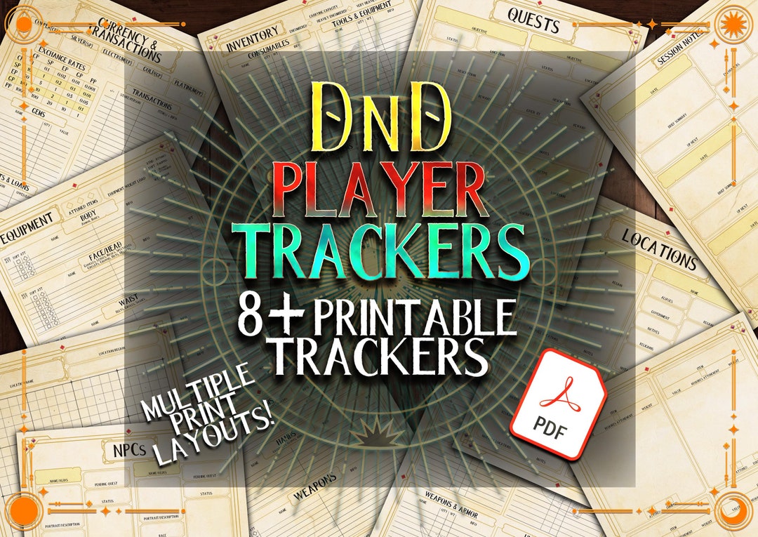 Dnd 5e Player Trackers Set: Inventory, Quests, Notes (fillable PDF) - Etsy