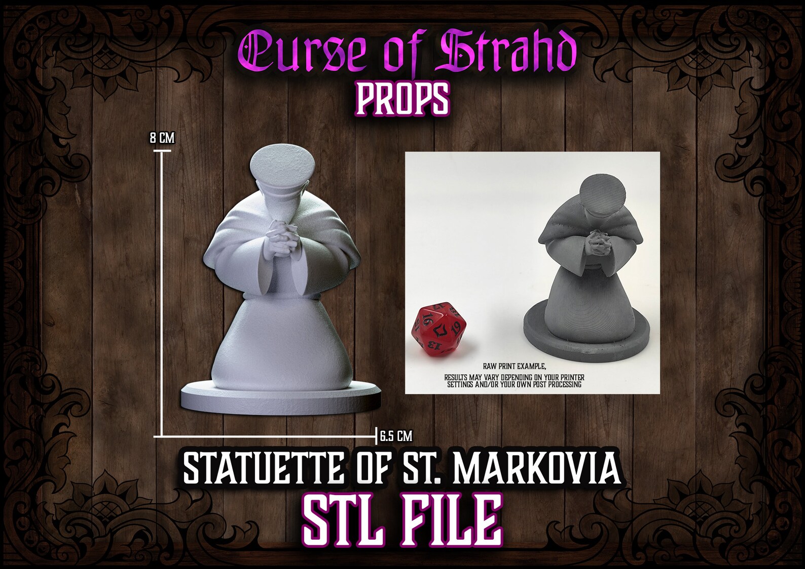 Curse of Strahd 3D Printable Prop Statuette of Saint Markovia - STL ...