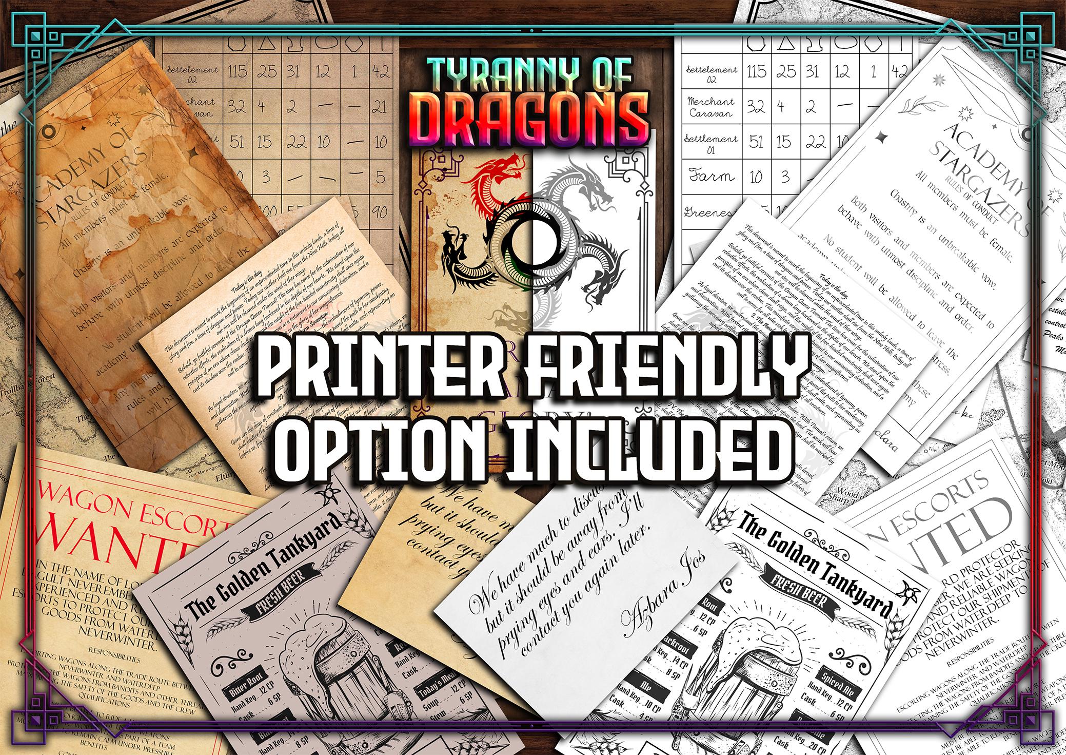 Tyranny of Dragons D&D Handouts: 100+ Printable Immersive Letters ...