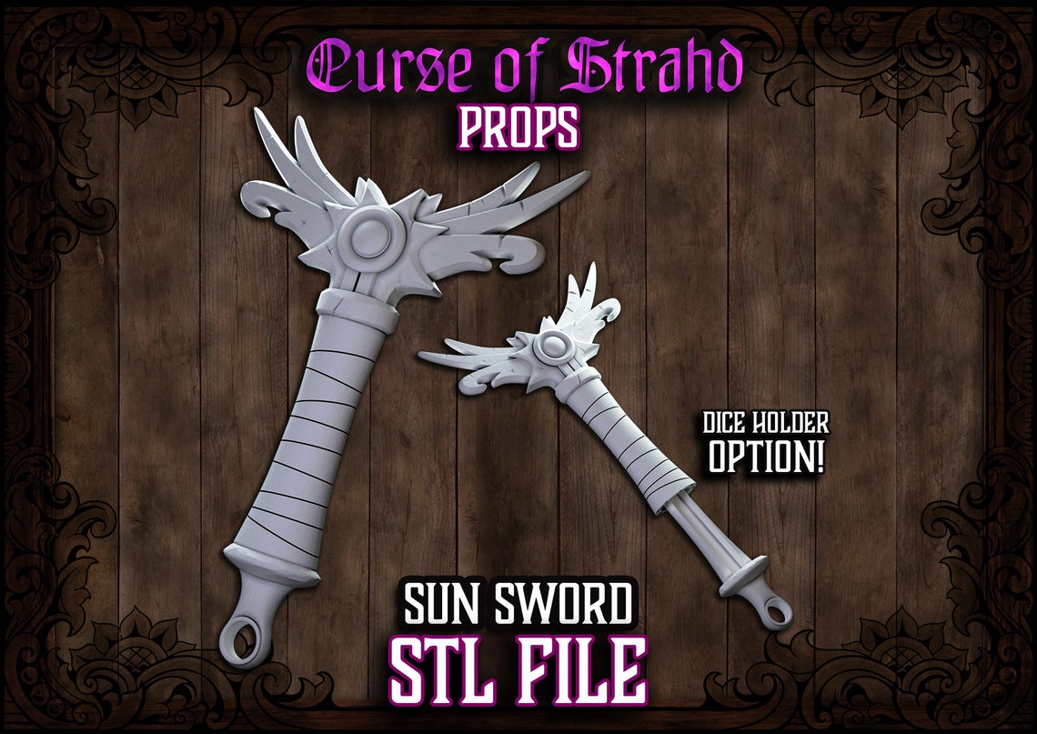 Curse of Strahd 3D Printable Prop Sunsword Hilt Dice Holder STL FILES ...