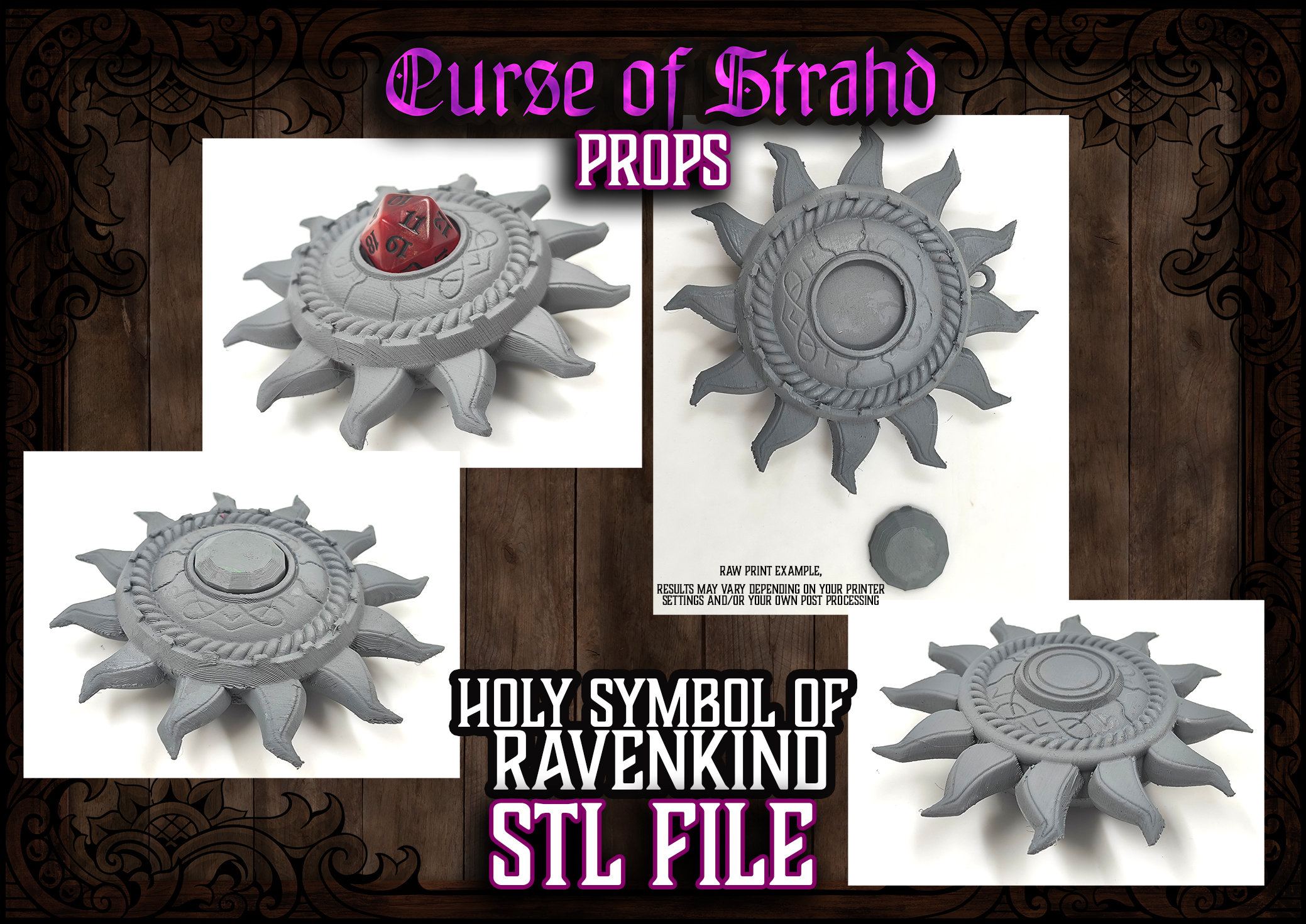 Curse of Strahd 3D Printable Prop Holy Symbol of Ravenkind STL FILES ...